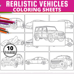 Realistic Vehicles Coloring Book Printables | Modern Transport Coloring ...