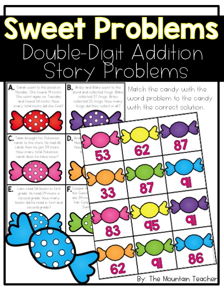 2 Digit Story Addition with Regrouping Problems Activity | Math Center ...