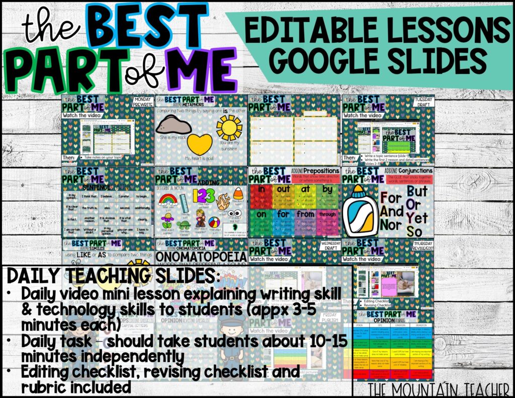 The Best Part of Me Opinion Writing Project Digital Google Slides ...