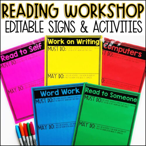 Editable Reading Workshop Signs | Must Do May Do Editable | Made By ...