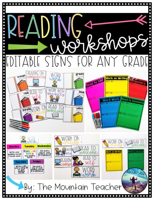 Editable Reading Workshop Signs | Must Do May Do Editable - Made By ...