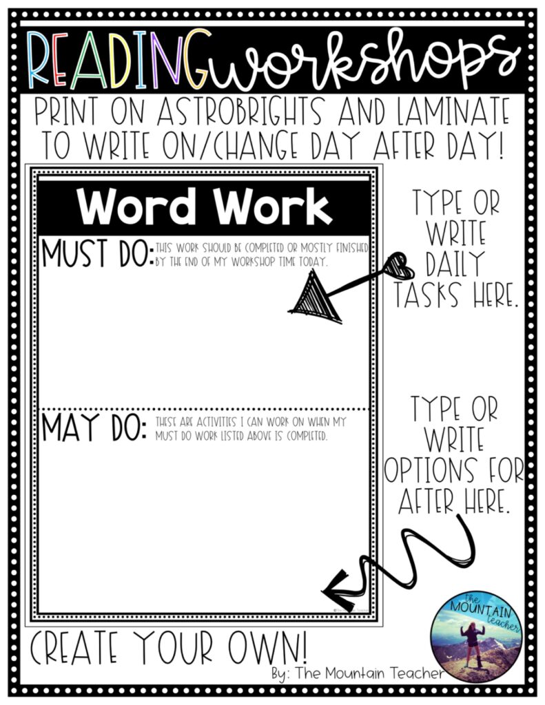Editable Reading Workshop Signs | Must Do May Do Editable - Made By ...