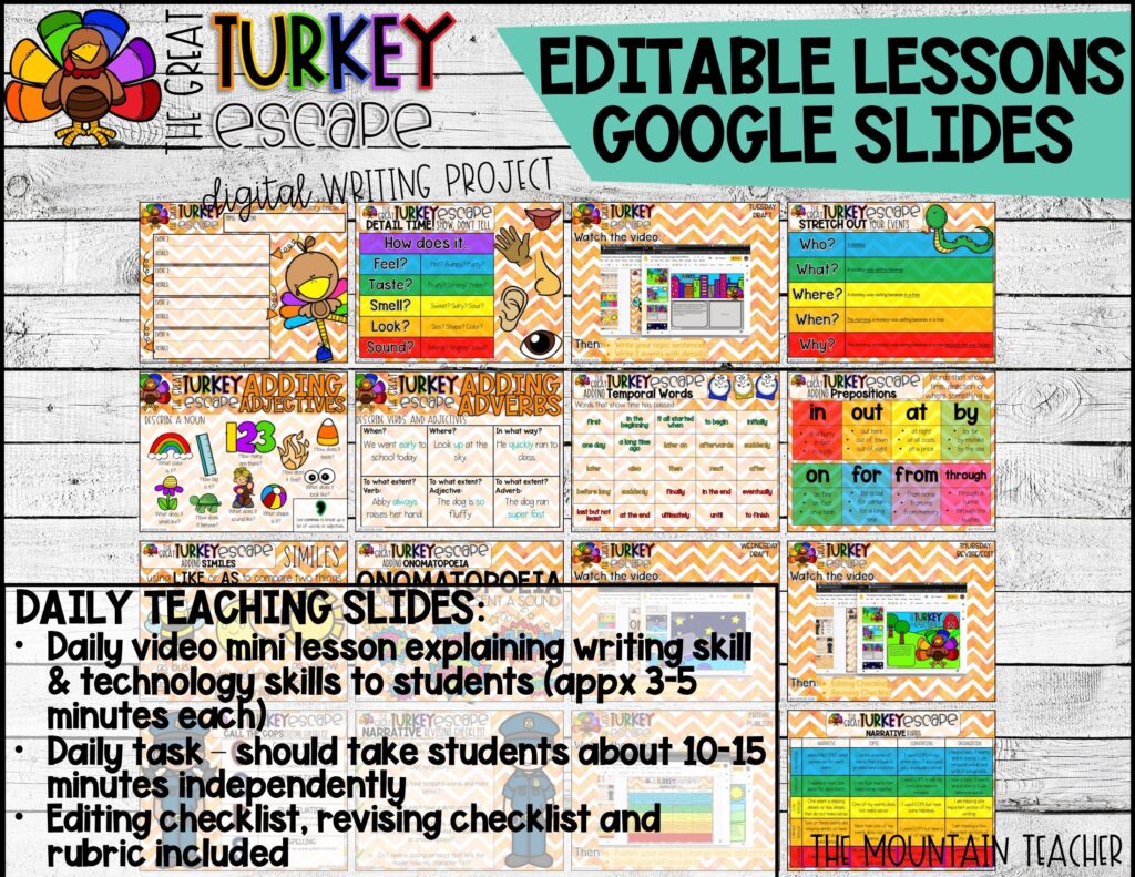 Digital Thanksgiving Google Slides Narrative Writing Prompt and Videos ...