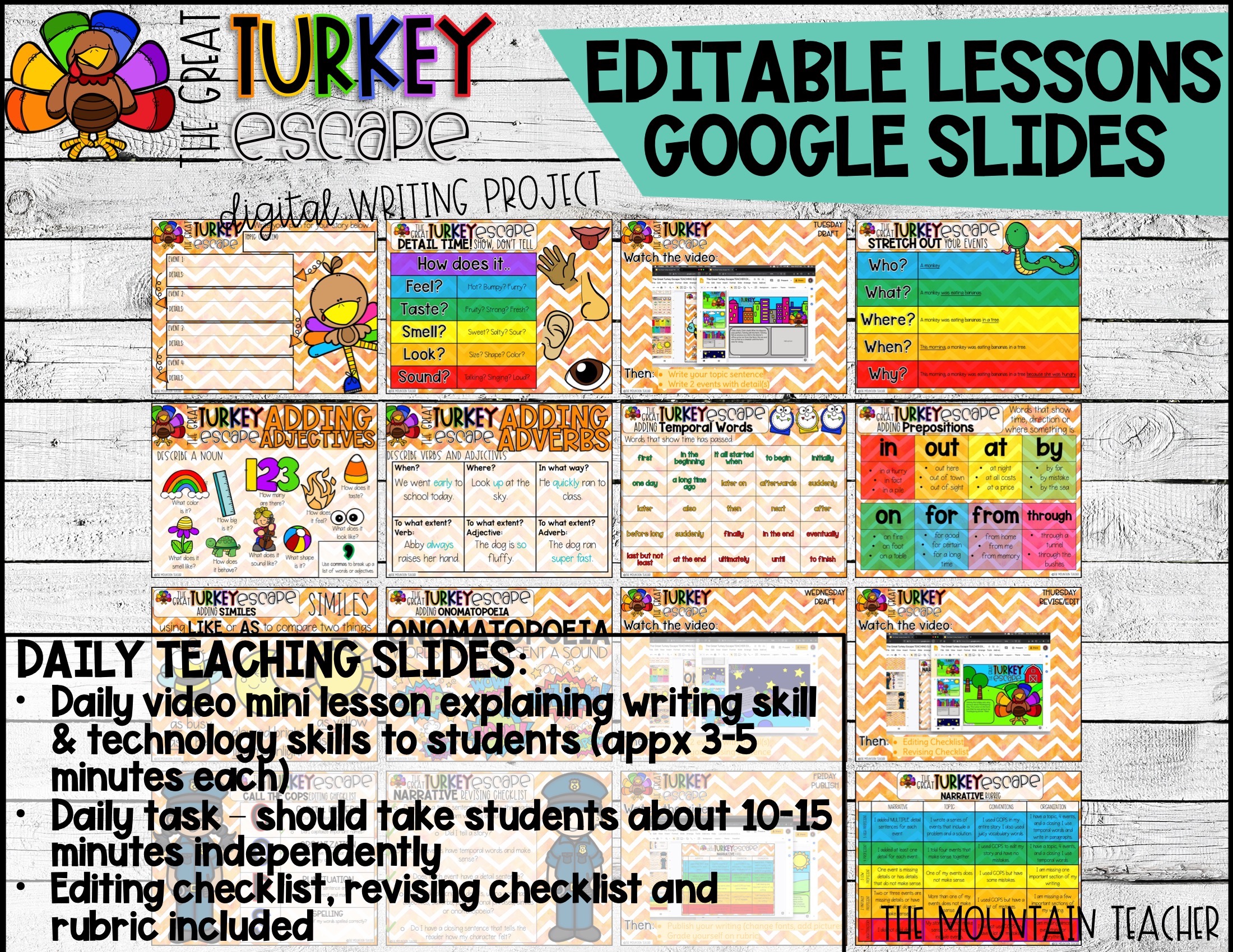 Digital Thanksgiving Google Slides Narrative Writing Prompt and Videos ...