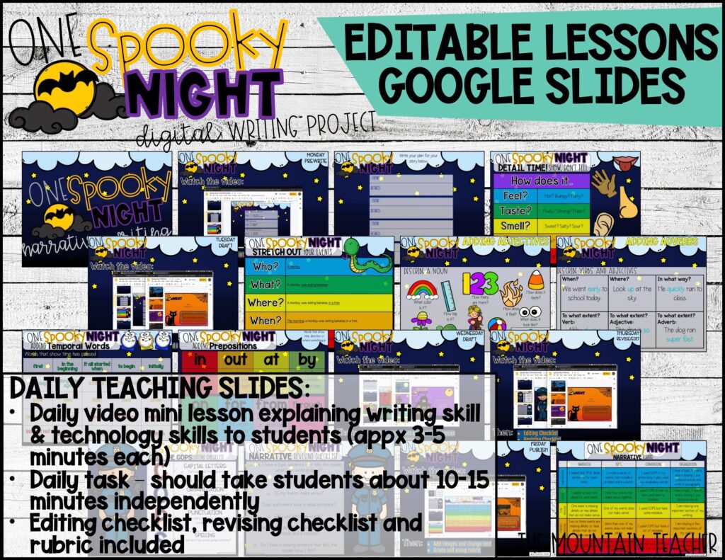 Digital Spooky Story Google Slides Narrative Writing Prompt and Videos ...