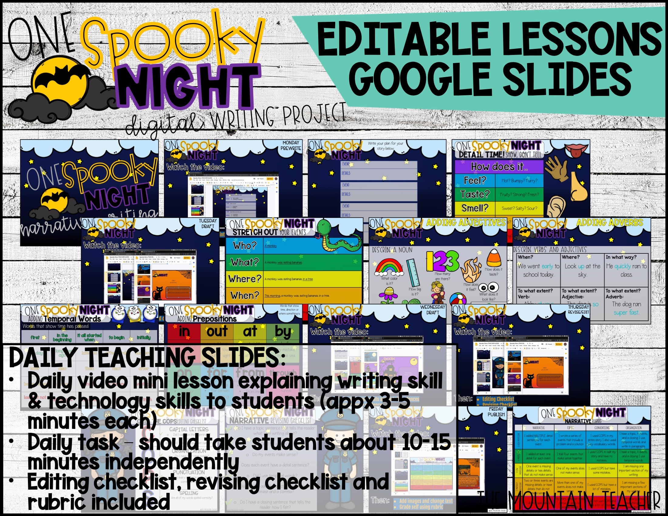 Digital Spooky Story Google Slides Narrative Writing Prompt and Videos ...