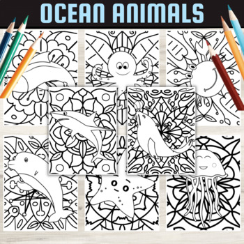 Ocean Animals Mindfulness Coloring Pages Summer Activities | Made By ...