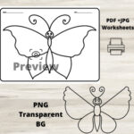 Butterfly Templates Symmetry Outlines Clip Art Set Back to School ...