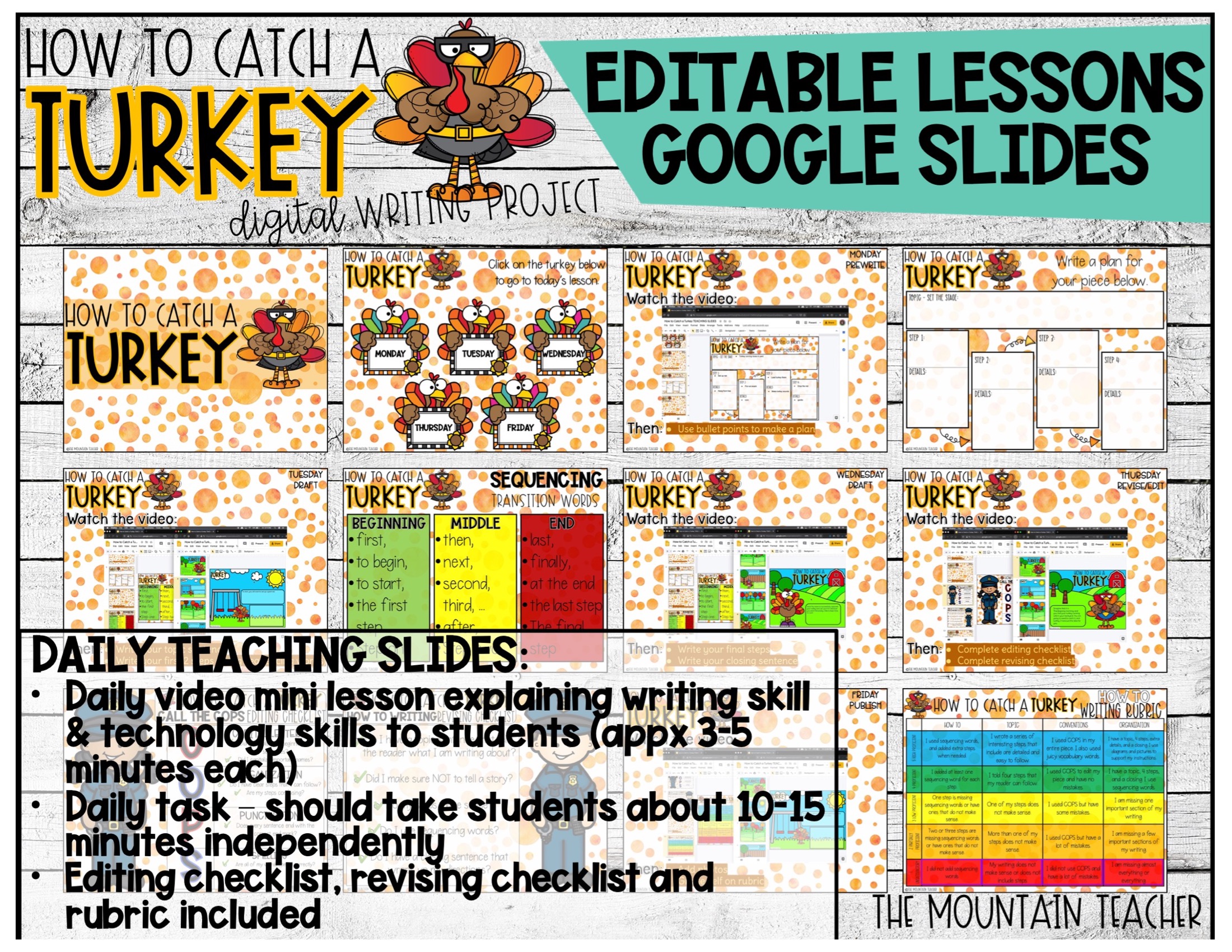 Digital How to Catch a Turkey Google Slides Writing Prompt and Videos ...