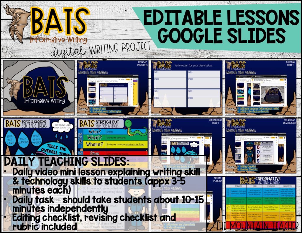 Digital Bats Google Slides Informative Writing Prompt with Videos ...
