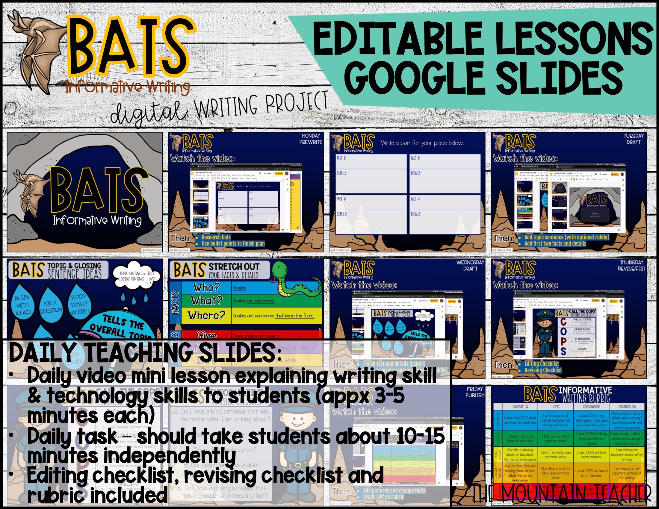 Digital Bats Google Slides Informative Writing Prompt with Videos ...