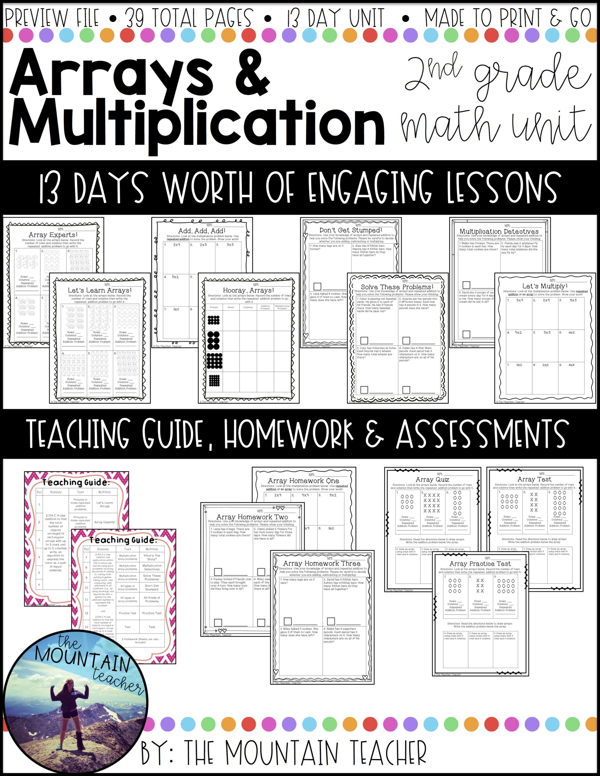 Multiplication and Arrays Worksheets and Assessments | Print and Google ...