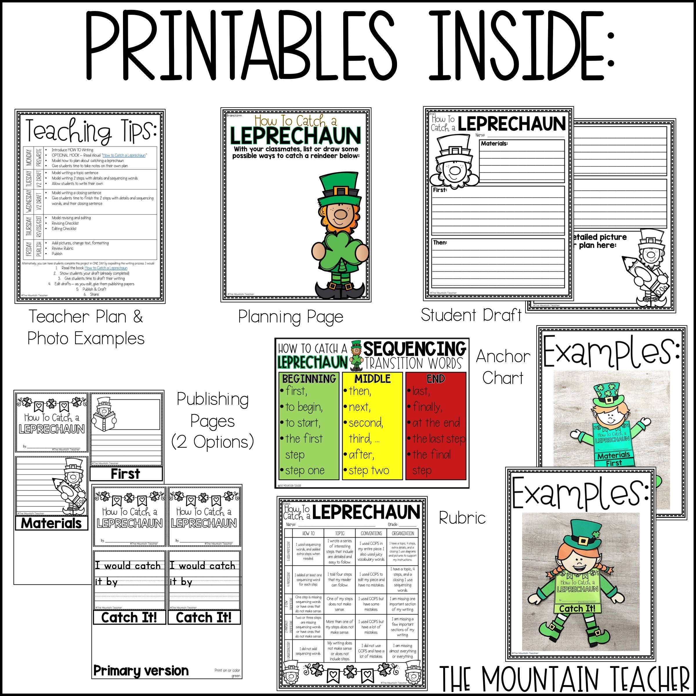 How To Catch a Leprechaun March Writing Template and Bulletin Board ...
