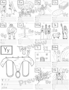 Bible Alphabet to Color and Write Pages - Made By Teachers