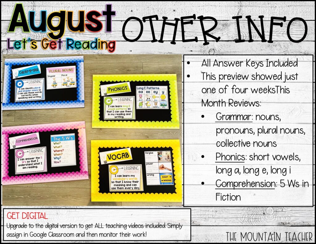 August DIGITAL Lets Get Reading 2nd Grade Reading Activities and Videos ...