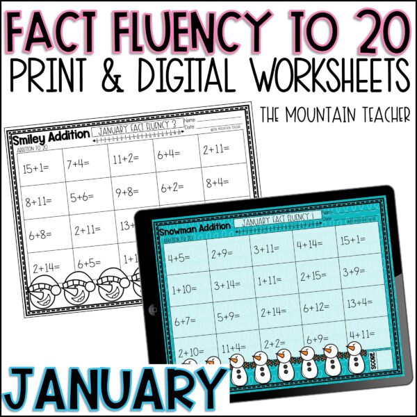 January Math Fact Fluency Worksheets | Printable and Google Slides ...