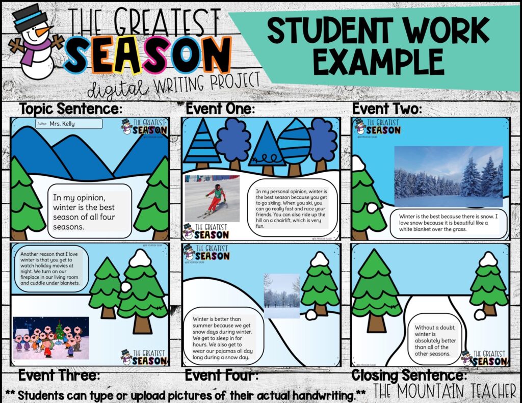 Digital Best Season Google Slides Opinion Writing Prompt and Videos ...