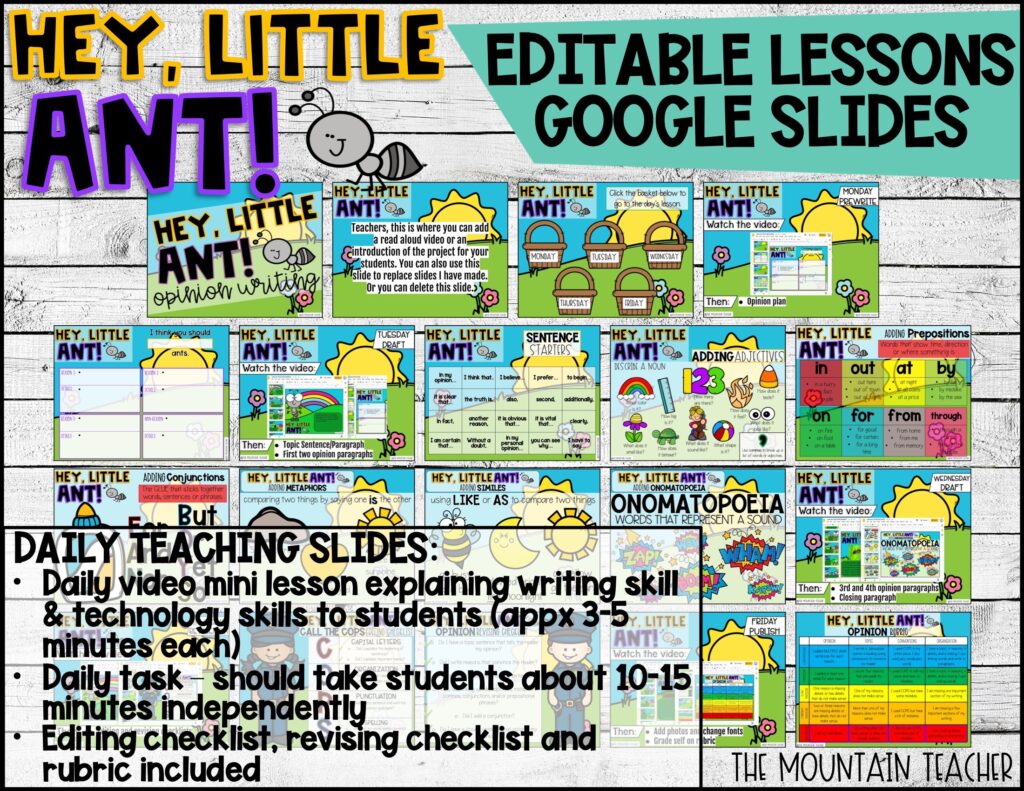 Hey Little Ant Opinion Writing Project | Digital Google Slides with ...