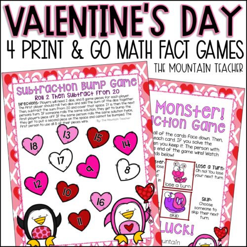 Valentines Day Math Activities | Addition and Subtraction Games and ...
