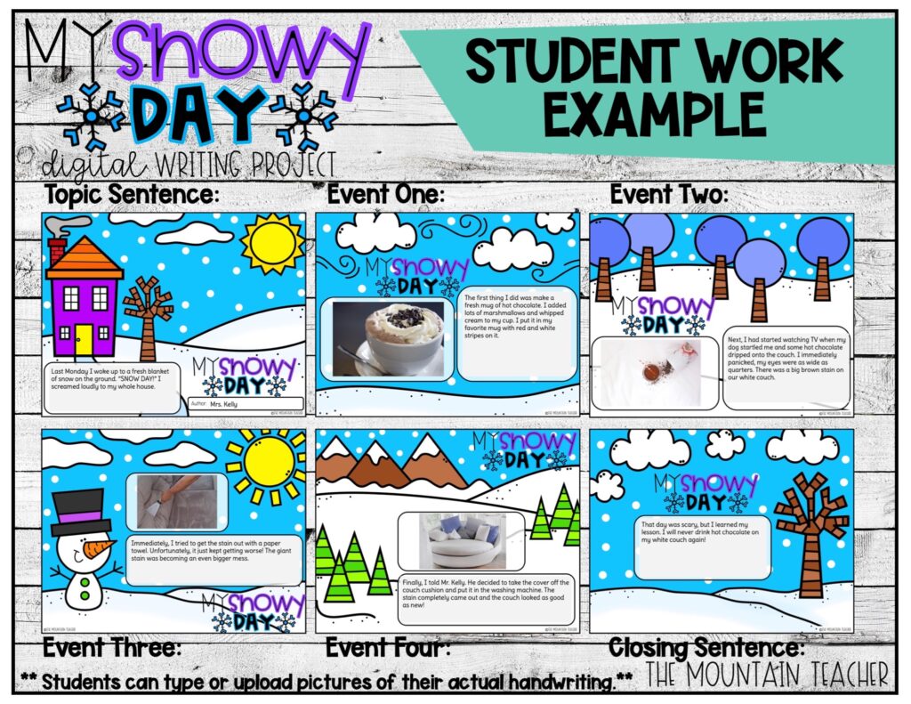Digital Snowy Day Google Slide Narrative Writing Prompt with Videos ...