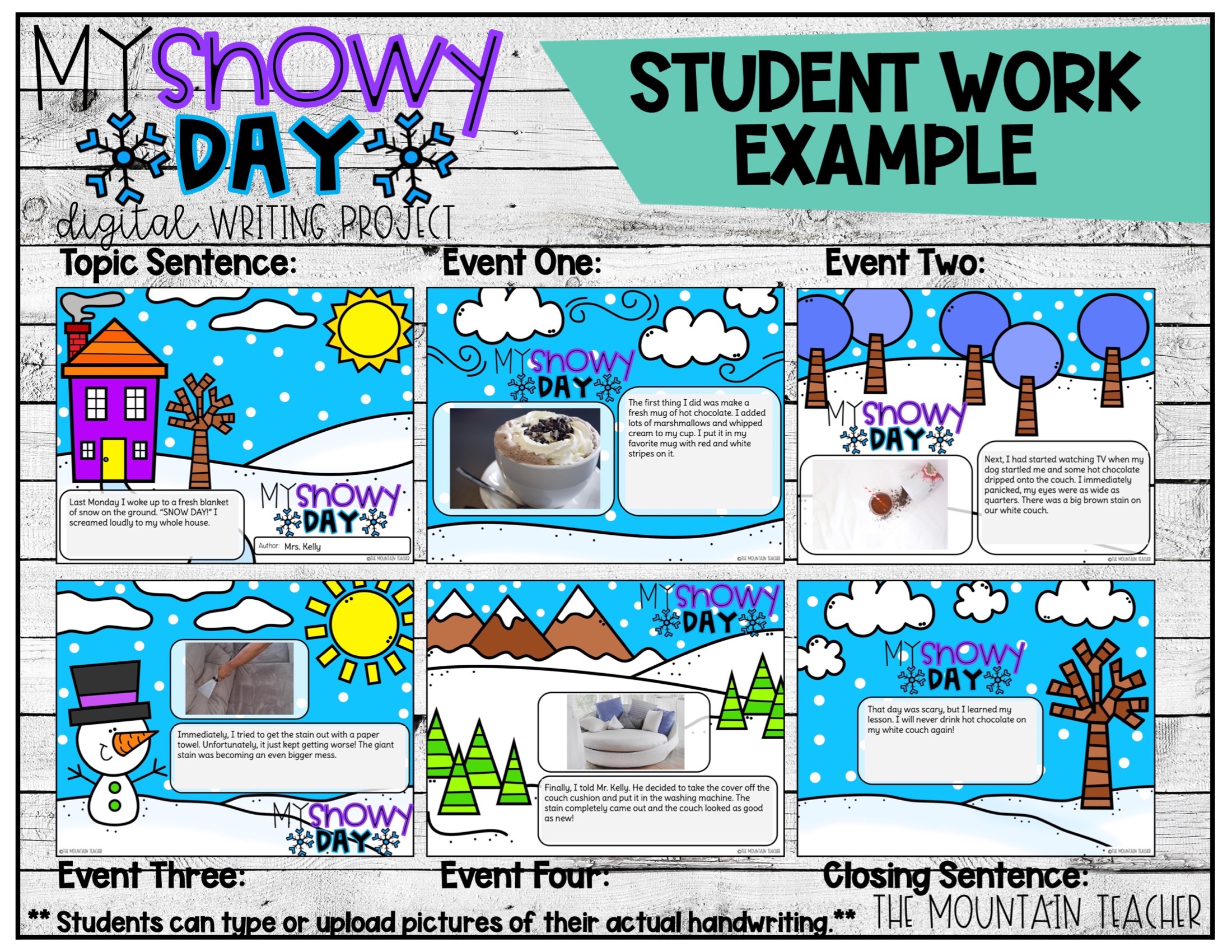 Digital Snowy Day Google Slide Narrative Writing Prompt with Videos ...