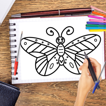Spring Theme Butterfly Coloring Sheet For Kids + Clip-Art | Made By ...