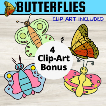 Spring Theme Butterfly Coloring Sheet For Kids + Clip-Art | Made By ...