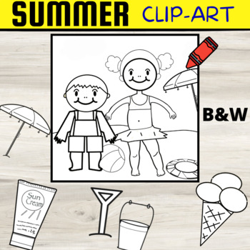 Summer Clip Art / Colorful + B&W | Made By Teachers