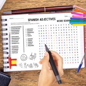100 Most Common Spanish Adjectives Word Search Spanish Vocabulary ...