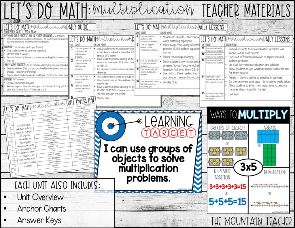DIGITAL Lets Do Math No Prep 2nd Grade MULTIPLICATION Worksheets and ...