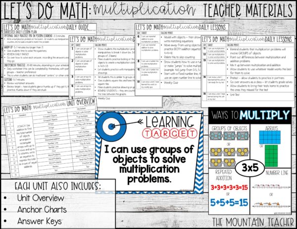 DIGITAL Lets Do Math No Prep 2nd Grade MULTIPLICATION Worksheets and ...