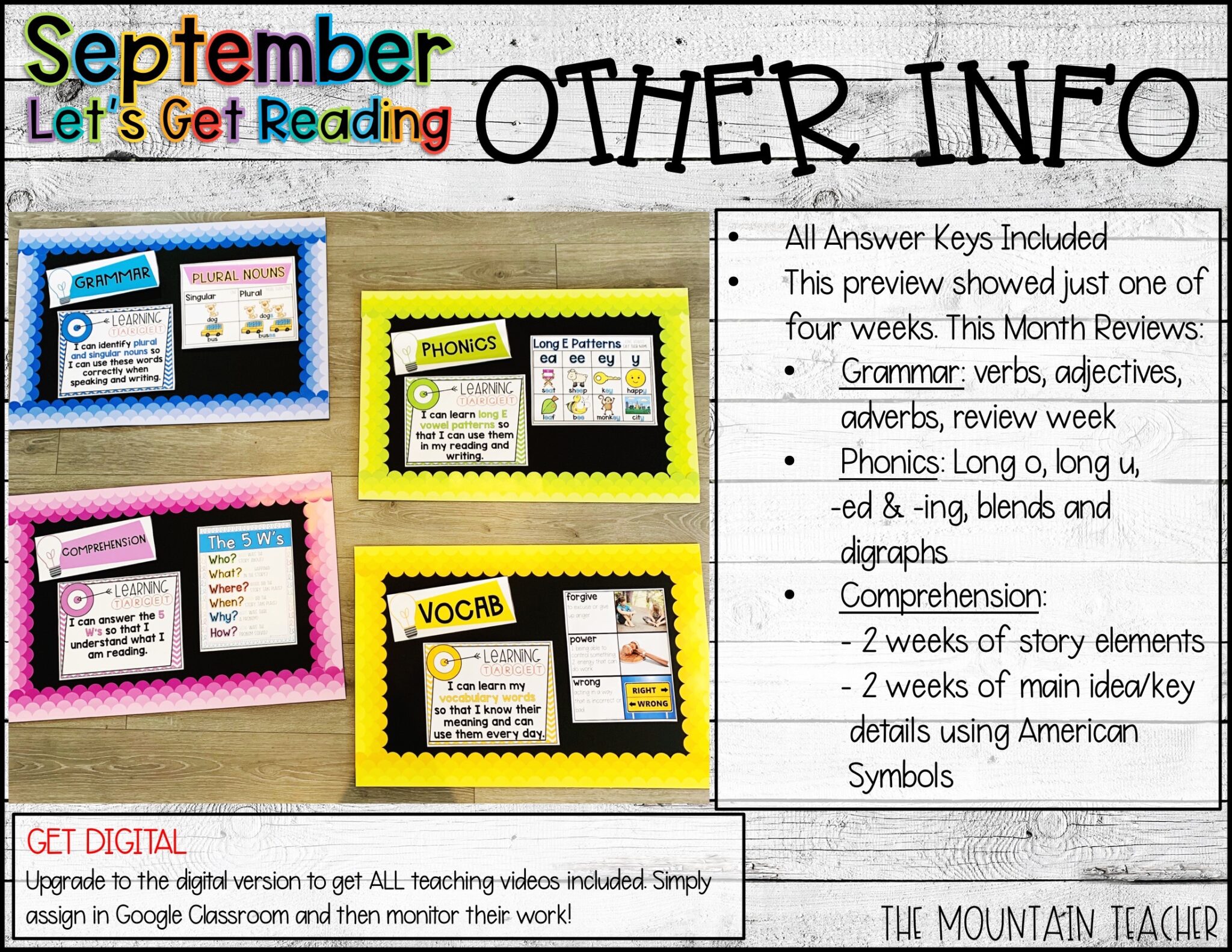 September Lets Get Reading 2nd Grade NO PREP Printable Reading ...