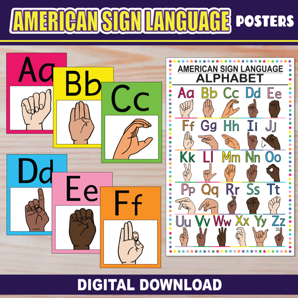 ASL Alphabet Posters | American Sign Language Display | RAINBOW Colors ...