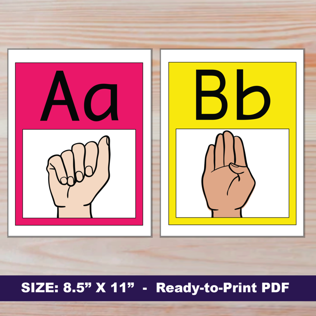 ASL Alphabet Posters | American Sign Language Display | RAINBOW Colors ...