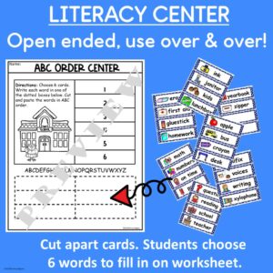 ABC ORDER WORKSHEETS BACK TO SCHOOL | ALPHABETICAL ORDER | Made By Teachers