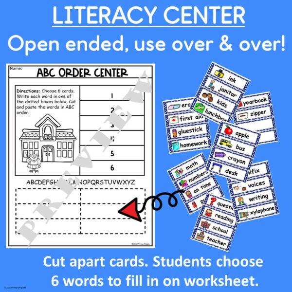 ABC ORDER WORKSHEETS BACK TO SCHOOL | ALPHABETICAL ORDER | Made By Teachers