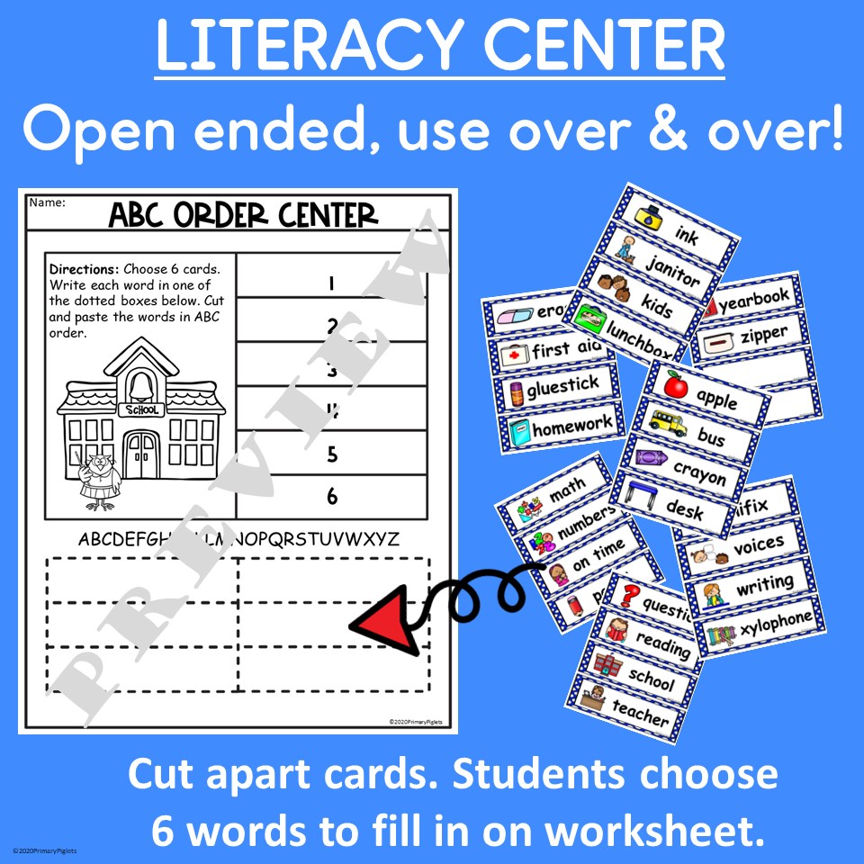 ABC ORDER WORKSHEETS BACK TO SCHOOL | ALPHABETICAL ORDER | Made By Teachers