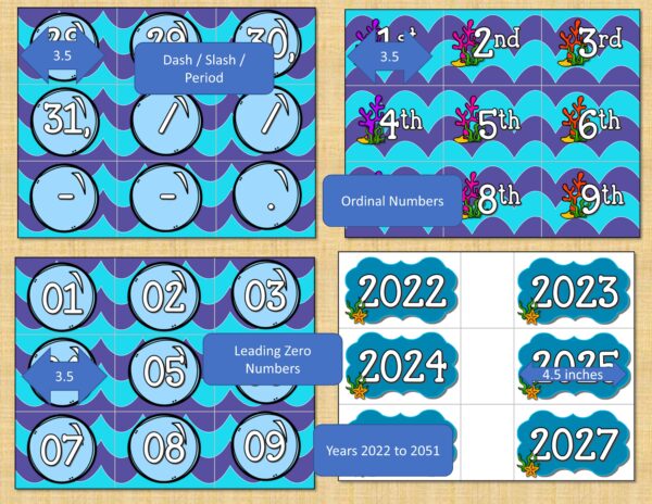 Daily Flip Calendar 2022 to 2051 Ocean Theme - Made By Teachers