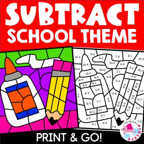 BACK TO SCHOOL COLOR BY NUMBER SUBTRACTION FACTS PRACTICE | Made By ...