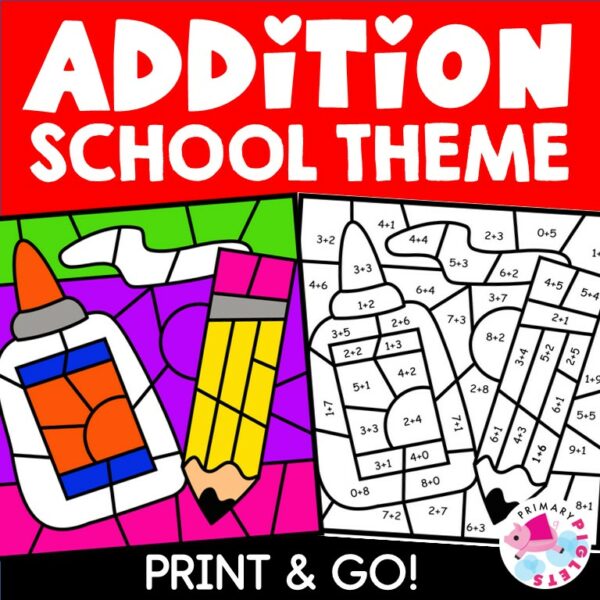 BACK TO SCHOOL COLOR BY NUMBER ADDITION FACTS TO 20 PRACTICE | Made By ...
