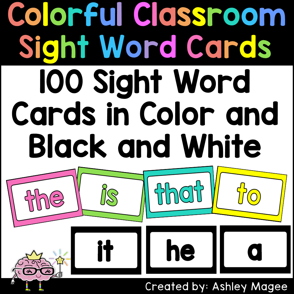 Colorful Classroom Decor Sight Word Cards for Word Wall Bulletin Board ...