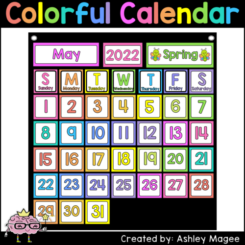 Colorful Classroom Decor Calendar Kit: Months, Seasons, Date, Year ...