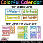 Colorful Classroom Decor Calendar Kit: Months, Seasons, Date, Year ...
