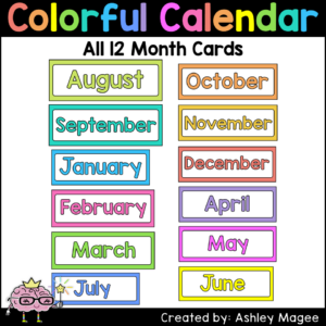 Colorful Classroom Decor Calendar Kit: Months, Seasons, Date, Year ...
