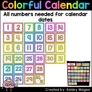 Colorful Classroom Decor Calendar Kit: Months, Seasons, Date, Year ...