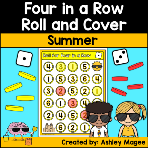 Summer Four in a Row Addition Game Math Center Roll and Add | Made By ...
