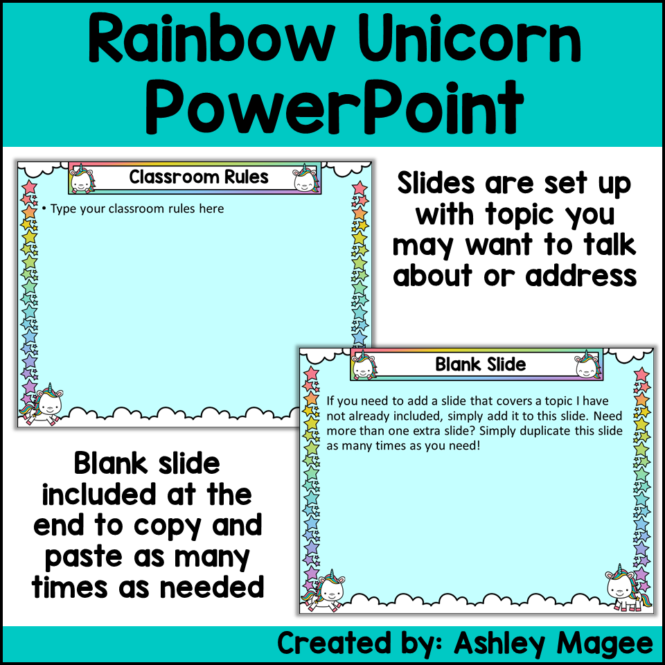 Open House or Back to School PowerPoint Presentation - Rainbow Unicorn ...