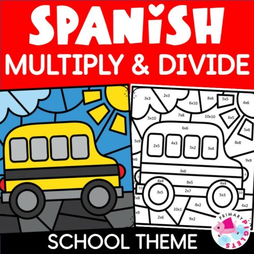 Back to School color by Number in Spanish Multiplication Division ...