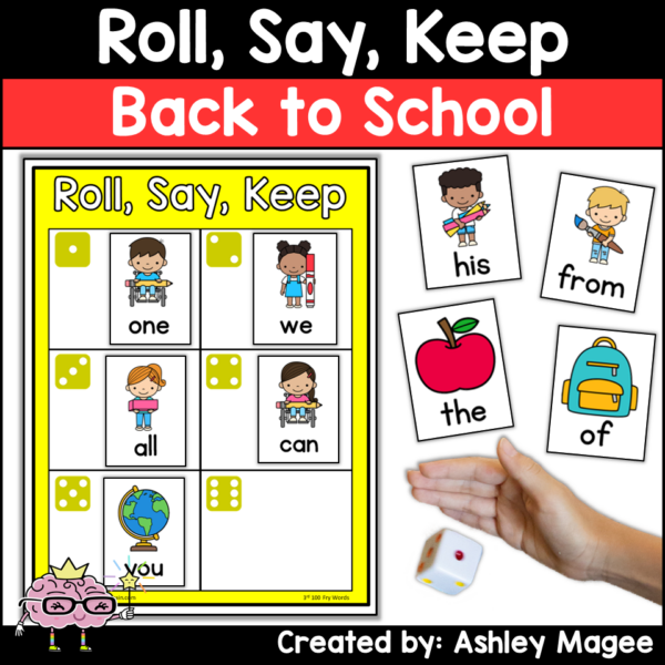 Back to School Roll, Say, Keep with First 300 Fry Words Sight Word ...