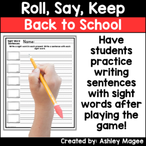 Back to School Roll, Say, Keep with First 300 Fry Words Sight Word ...